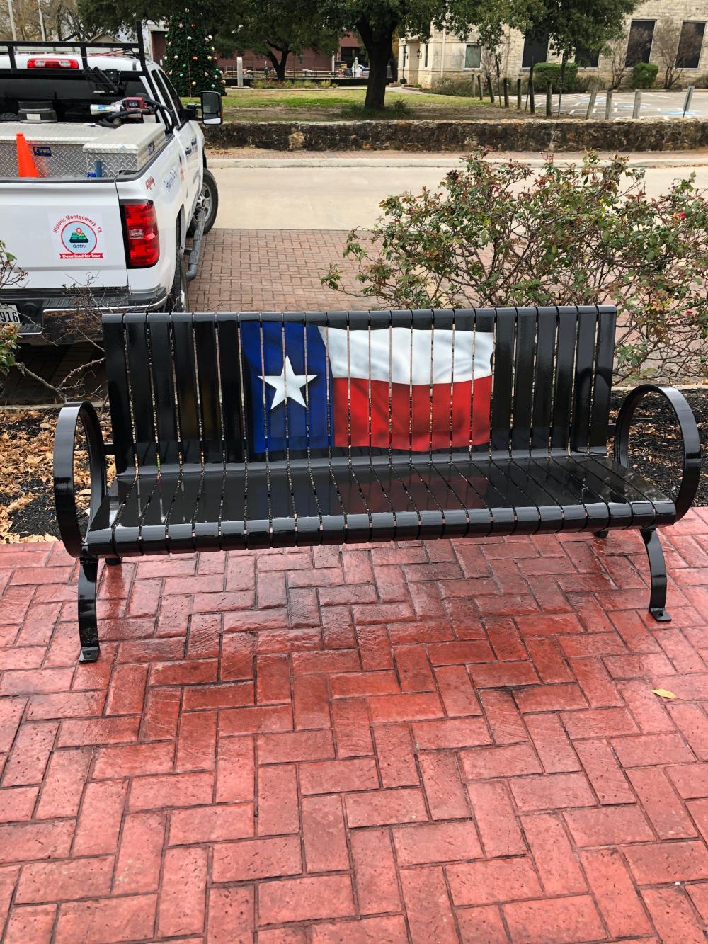 Installation of Texas Flag benches in downtown. | City of Montgomery Texas